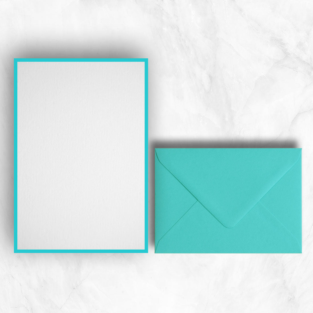 White A5 Writing Paper with Turquoise Borders and Envelopes – Pemberly Fox