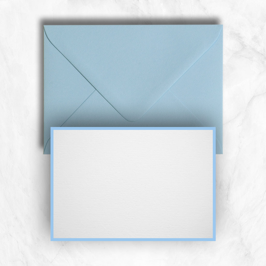 White A6 Cards with Azure Blue Borders and Envelopes – Pemberly Fox